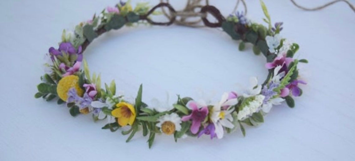 Wildflower Crown Wildflower Bridal Halo Flower Girl Crown | Etsy