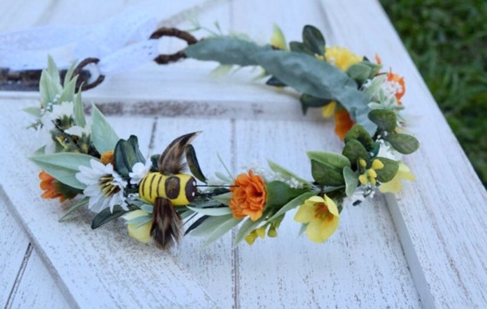 Bumblebee Flower Crown Marigold Flower Girl Crown Cake - Etsy