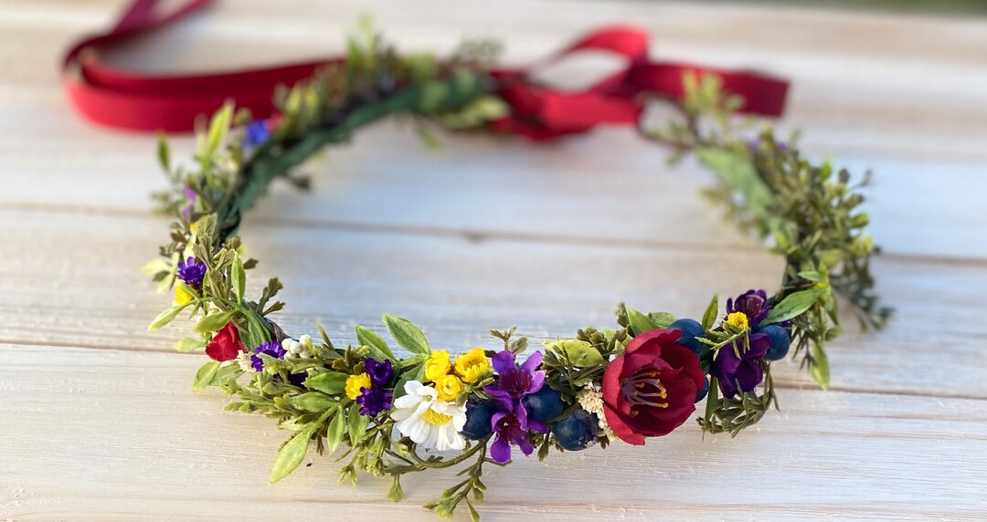 Folk Wedding Crown - Woodland Forest Crown - Meadow Flower Crown ...