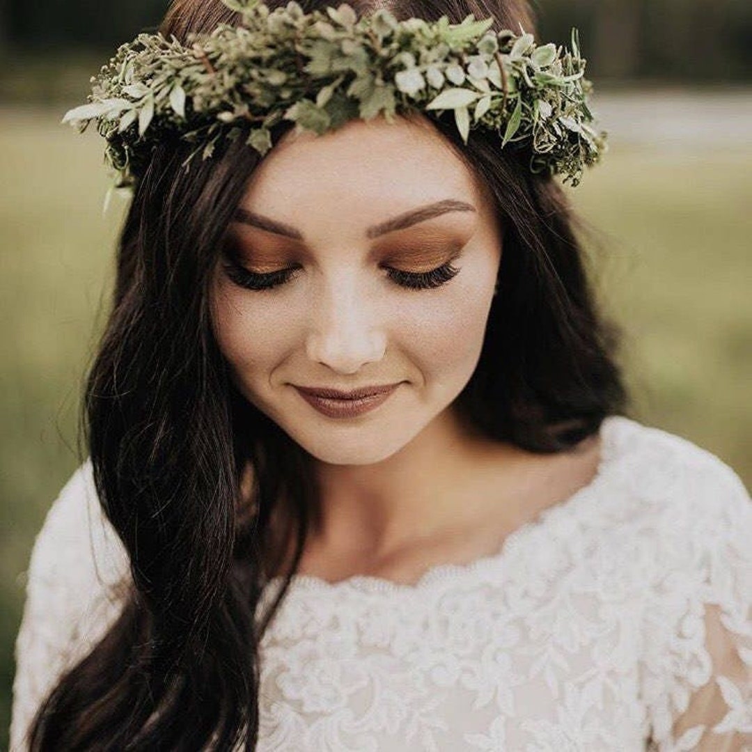 Greenery Flower Crown: Woodland Bridal Halo, Photo Prop - Etsy