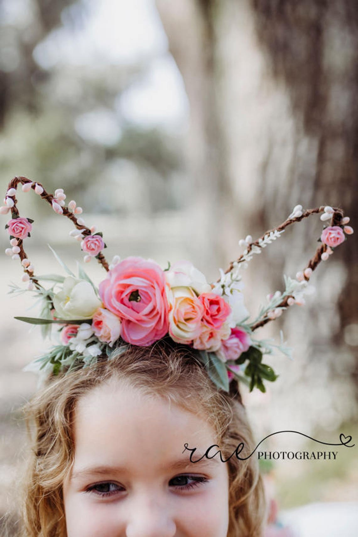 Bunny Ear Flower Headband Floral Bunny Ear Headband Easter - Etsy