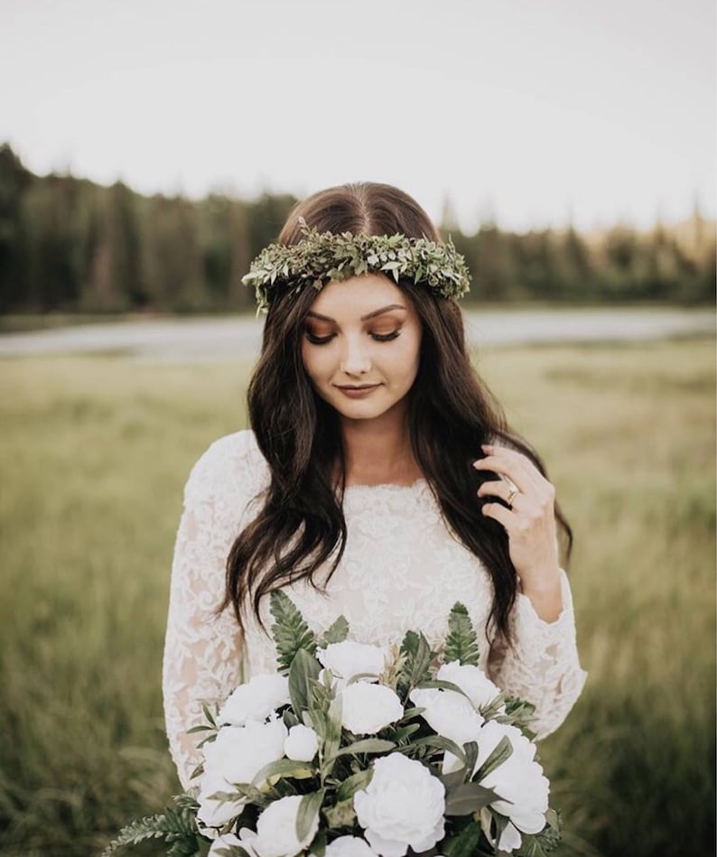 Mixed Greens Flower Crown Greenery Floral Halo Bridesmaid - Etsy