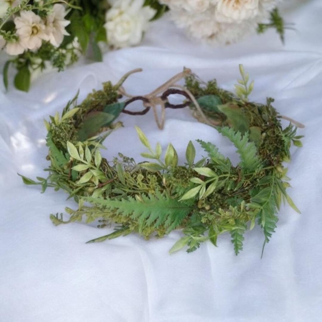Green Flower Crown - Boho Flower Crown - Wedding Halo- Floral Crown ...