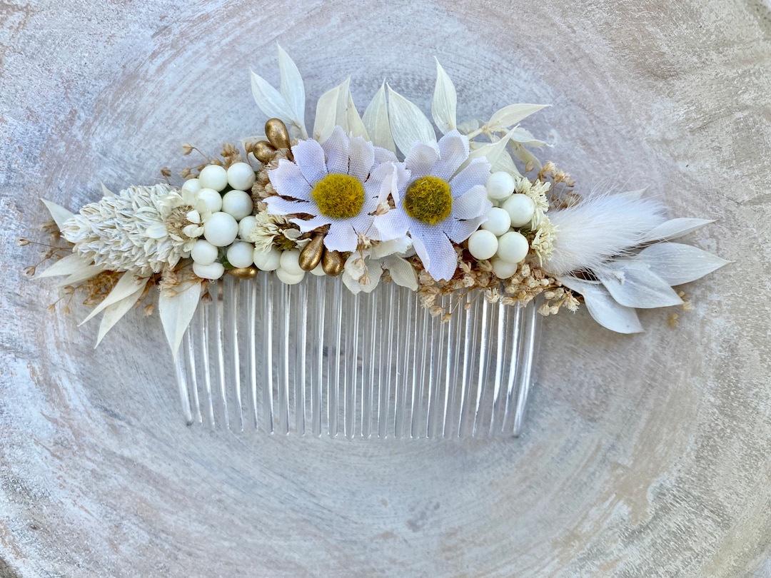 Daisy Bridal Hair Comb: Dried Floral Wedding Updo, 5 Inch - Etsy