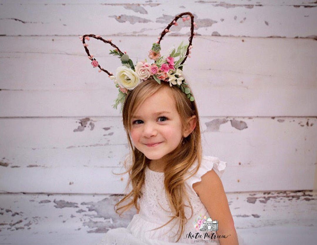 Bunny Ear Headband Floral Bunny Ear Headband Easter Headband Boho Photo ...