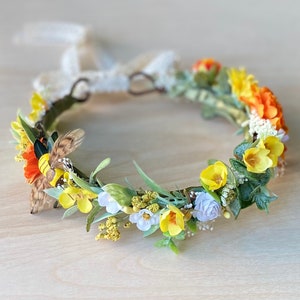 Bumblebee Flower Crown Marigold Flower Girl Crown Cake Smash Photos ...