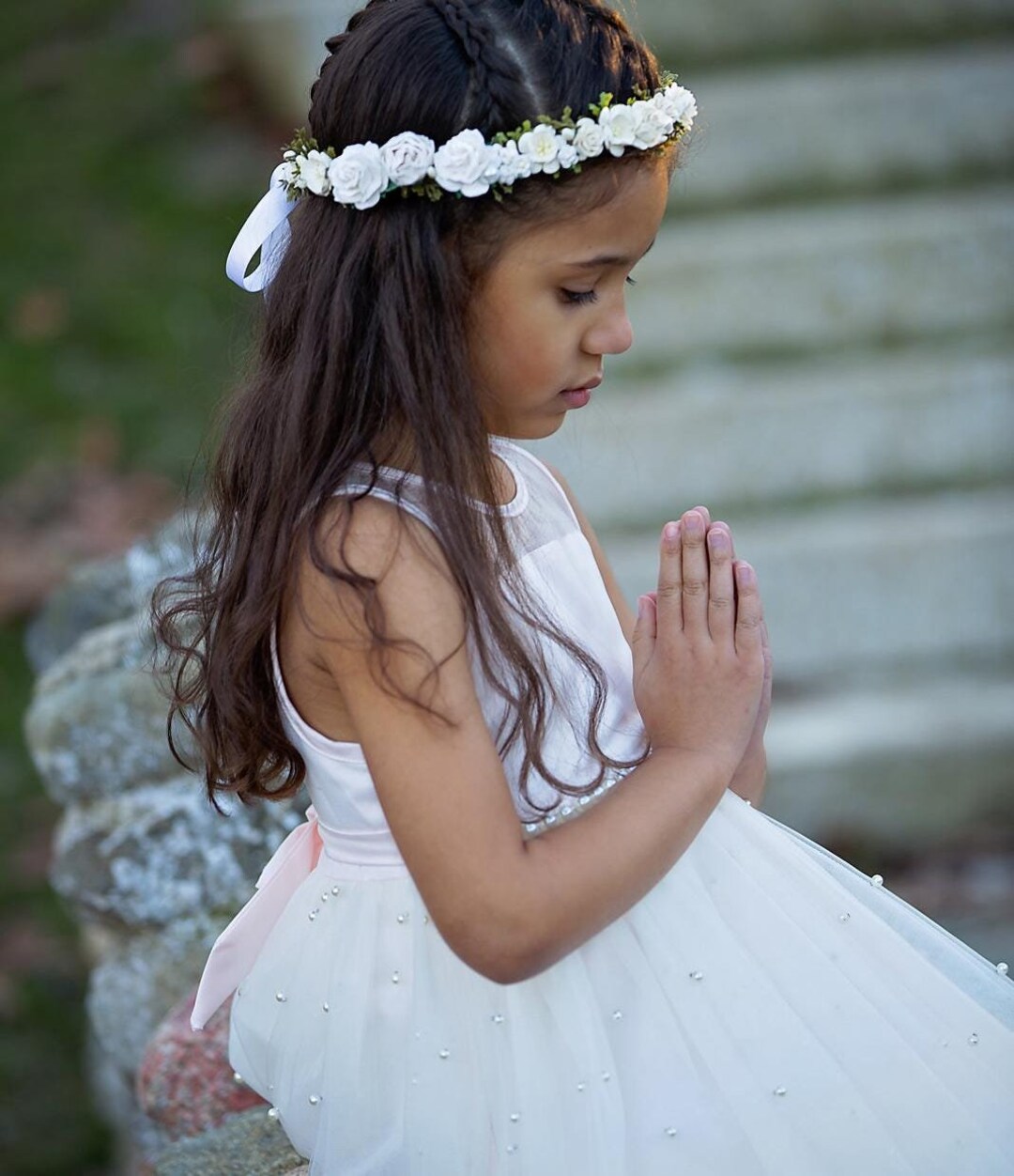 First Communion Flower Crown - Baptism Flowercrown - Ivory Rose Flower ...