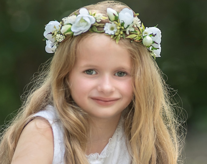 Wild Rose & Daisy Flower Crown Flower Girl Crown Bridal Hair Wreath ...
