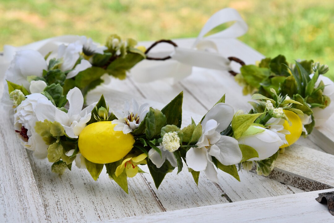 Lemon Flower Crown - Fruit Bath Photo Prop - Lemon Floral Crown ...