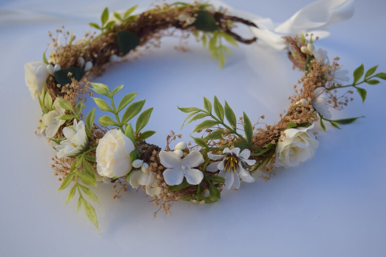 Wild Daisy & Rose Flower Crown Rustic Bridal Halo | Etsy