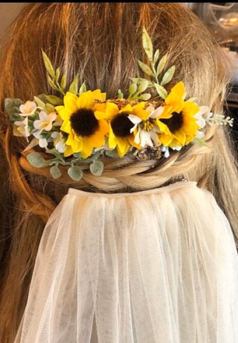 Sunflower Bridal Hair Comb: Rustic Daisy Floral Hair Piece - Etsy