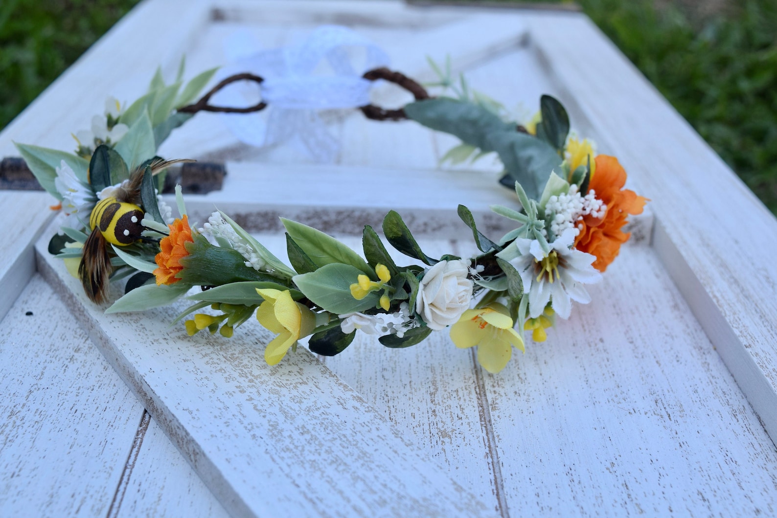 Bumblebee Flower Crown Marigold Flower Girl Crown Cake - Etsy