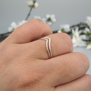 Gold Chevron Stacking Ring | 14k Gold Filled Stackable Ring | Boho ...