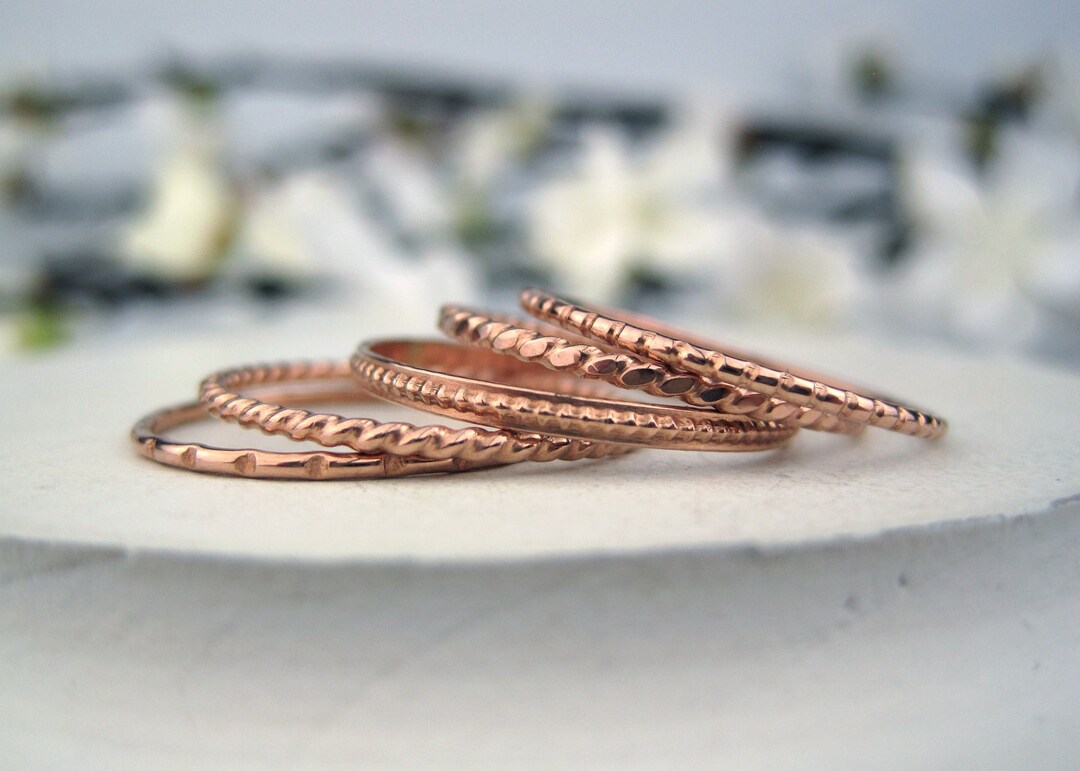Rose Gold Filled Stacking Rings 14k Rose Gold Stackable Ring Set Cute ...