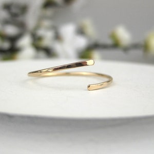 Hammered Gold Open Ring | 14k Gold Filled Adjustable Ring | Minimalist ...