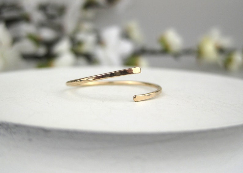 Hammered Gold Open Ring | 14k Gold Filled Adjustable Ring | Minimalist ...
