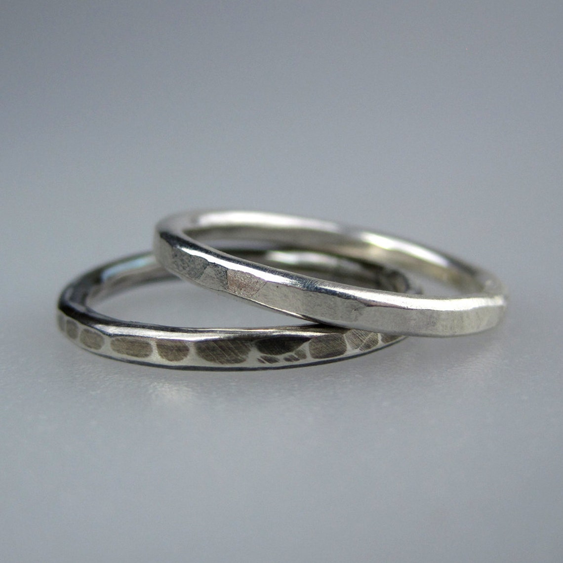 Oxidized Sterling Silver Hammered Stacking Ring Alternative - Etsy