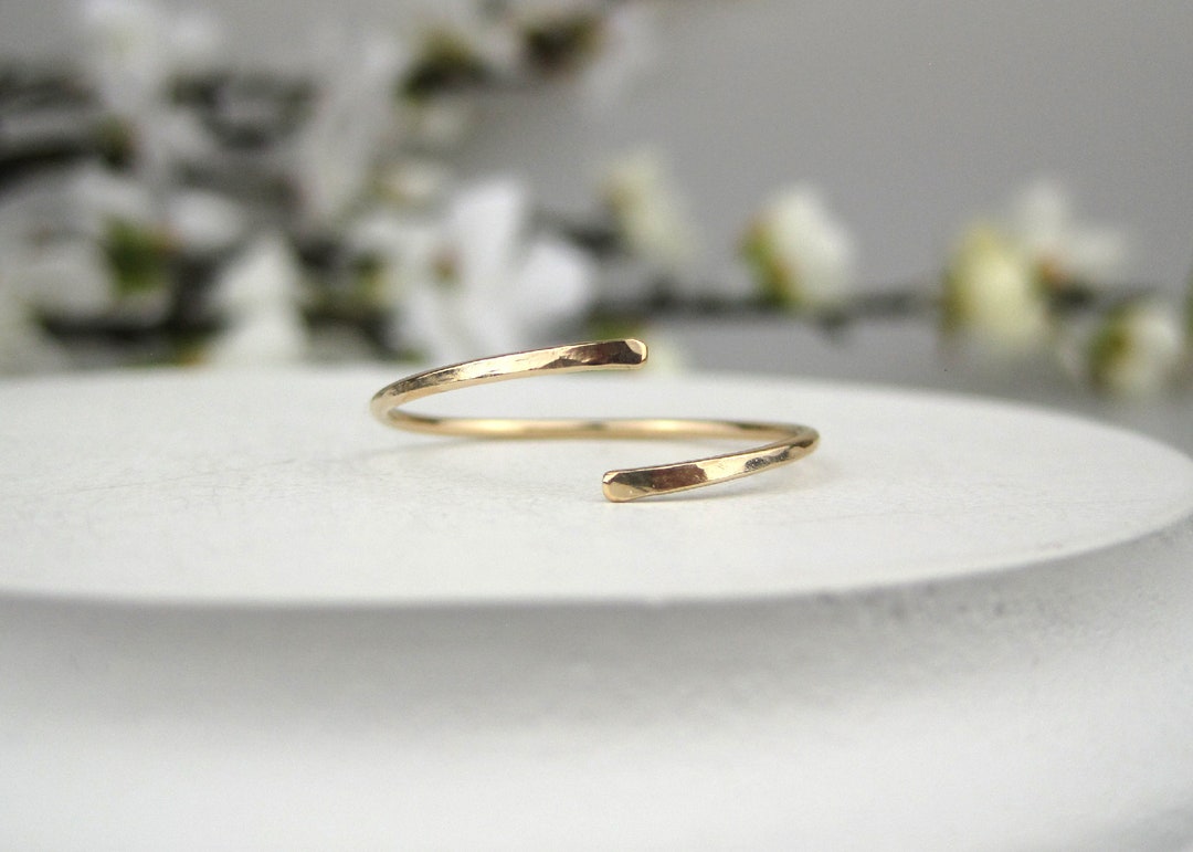 Hammered Gold Open Ring | 14k Gold Filled Adjustable Ring | Minimalist ...