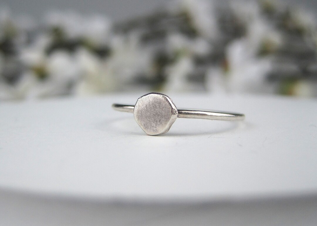 Sterling Silver Forged Pebble Ring | Minimalist Stacking Ring ...