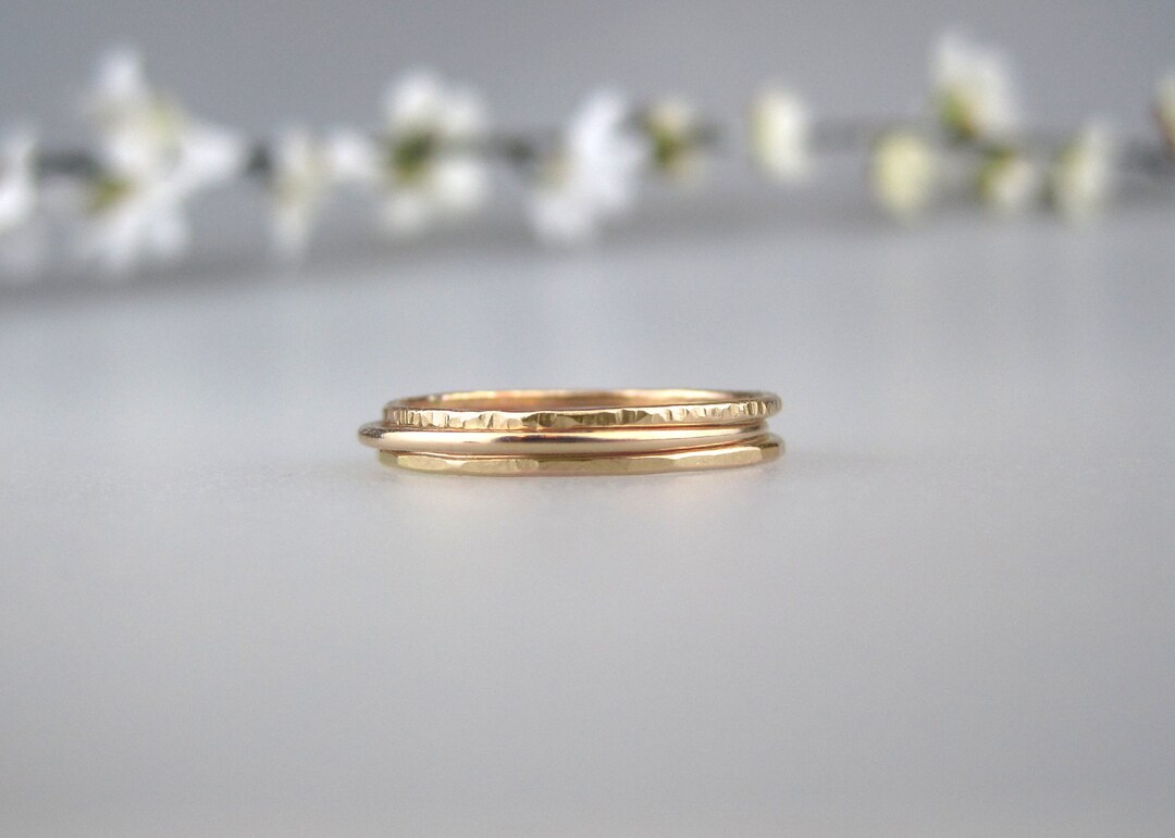 Gold Stacking Ring Set of 3 | 14k Gold Filled Stackable Rings | Boho ...