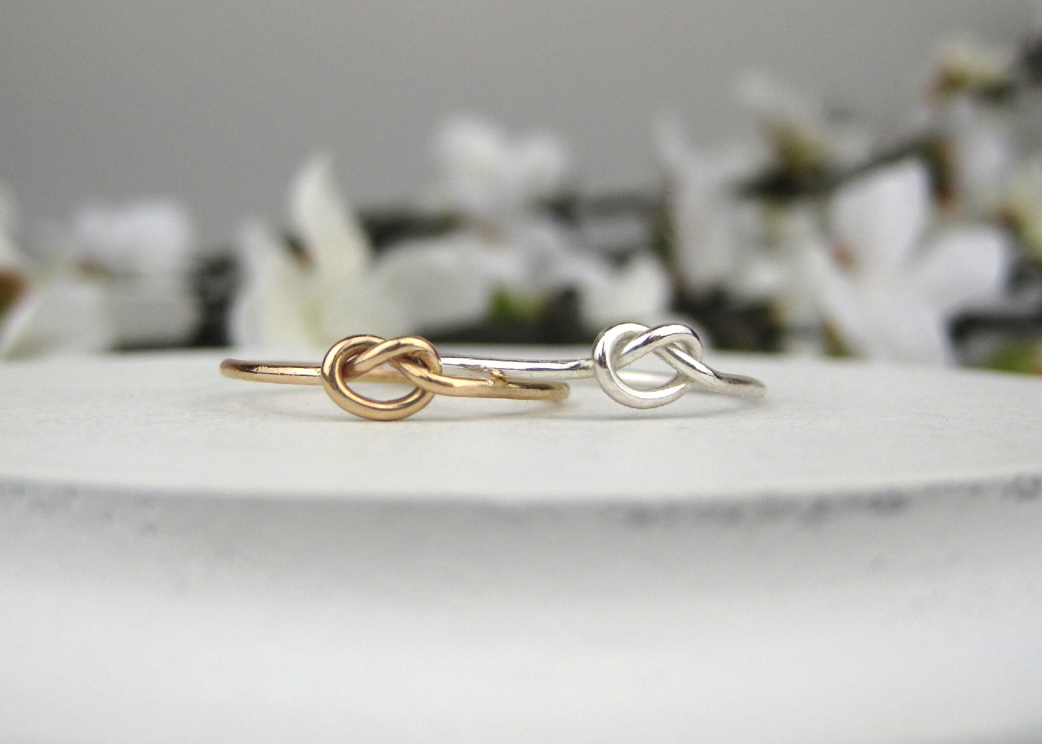 Knot Stacking Rings Minimalist Knot Ring Gold or Silver | Etsy