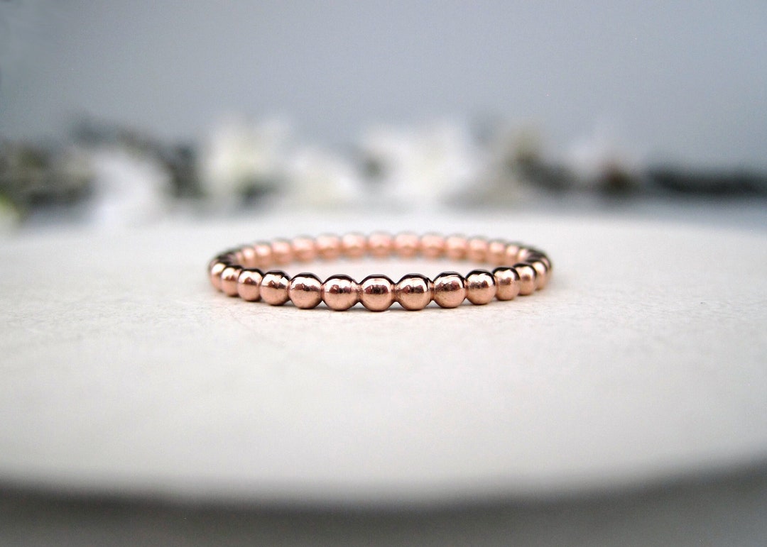 Rose Gold Filled Beaded Stacking Ring | Minimalist Handmade Stackable ...
