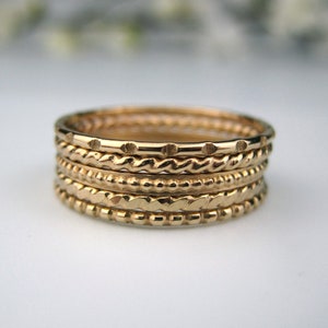14k Gold Filled Stacking Rings | Create a Handmade Stackable Ring Set | Dainty, Delicate Ring ...