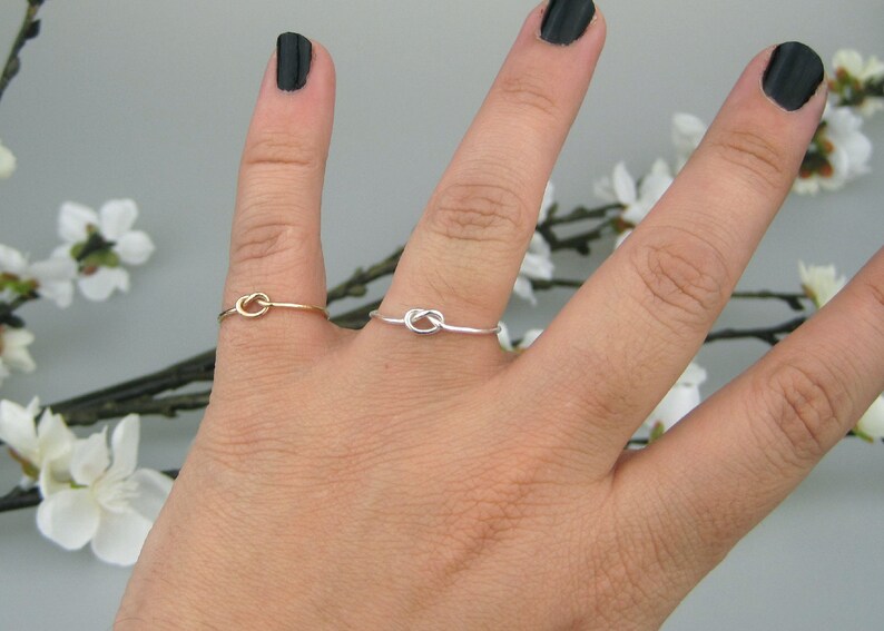 Knot Stacking Rings | Minimalist Knot Ring | Gold or Silver Knot Ring | BFF Present | Gift for ...
