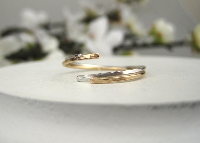 Hammered Open Rings Minimalist Spiral Ring Open Cuff | Etsy