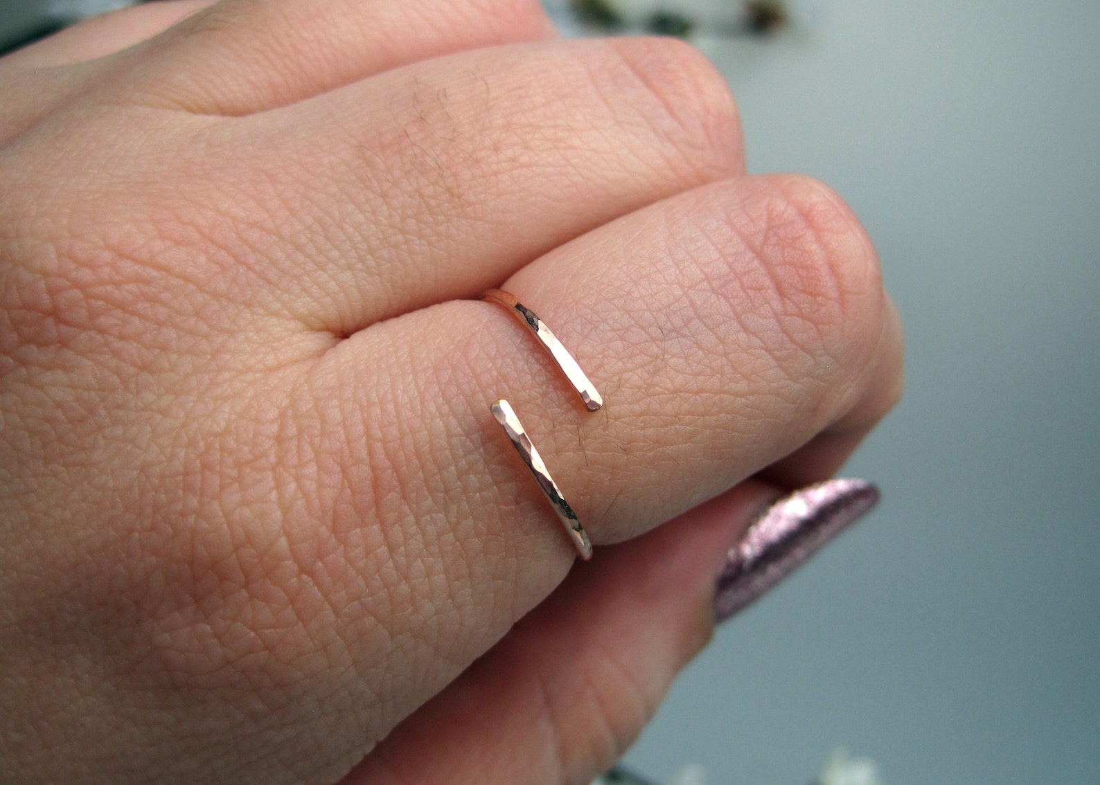 Hammered Open Rings Minimalist Spiral Ring Open Cuff | Etsy