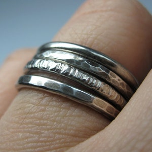 Oxidized Sterling Silver Hammered Stacking Ring Alternative - Etsy