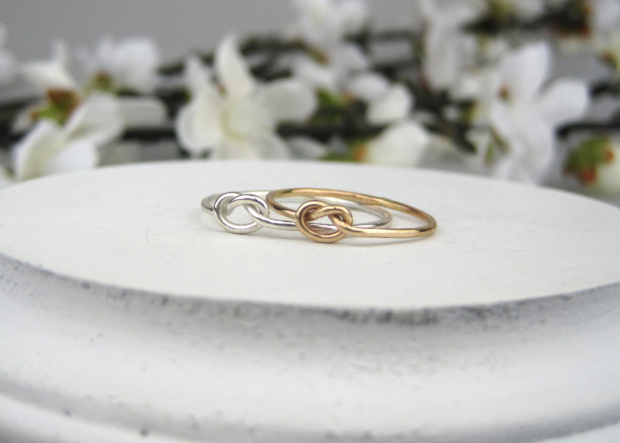 Knot Stacking Rings Minimalist Knot Ring Gold or Silver | Etsy