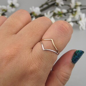 Gold Chevron Stacking Ring | 14k Gold Filled Stackable Ring | Boho ...