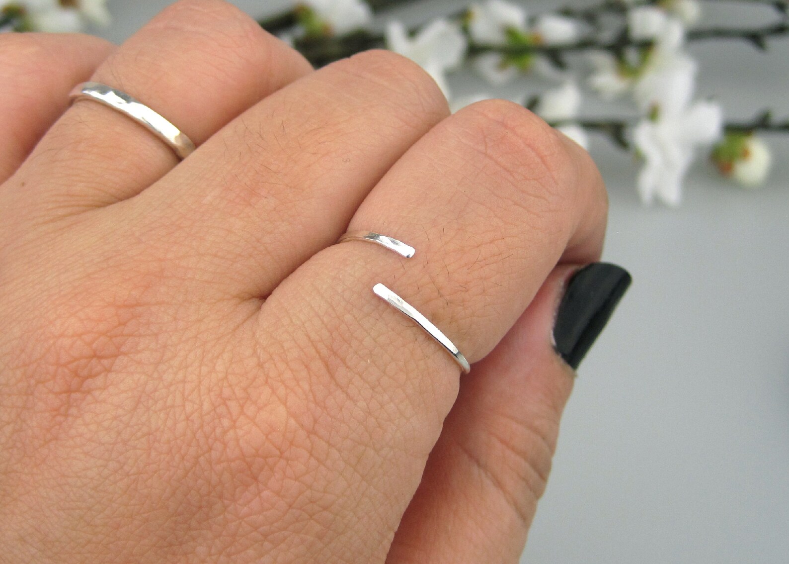 Hammered Silver Ring Sterling Silver Adjustable Ring | Etsy