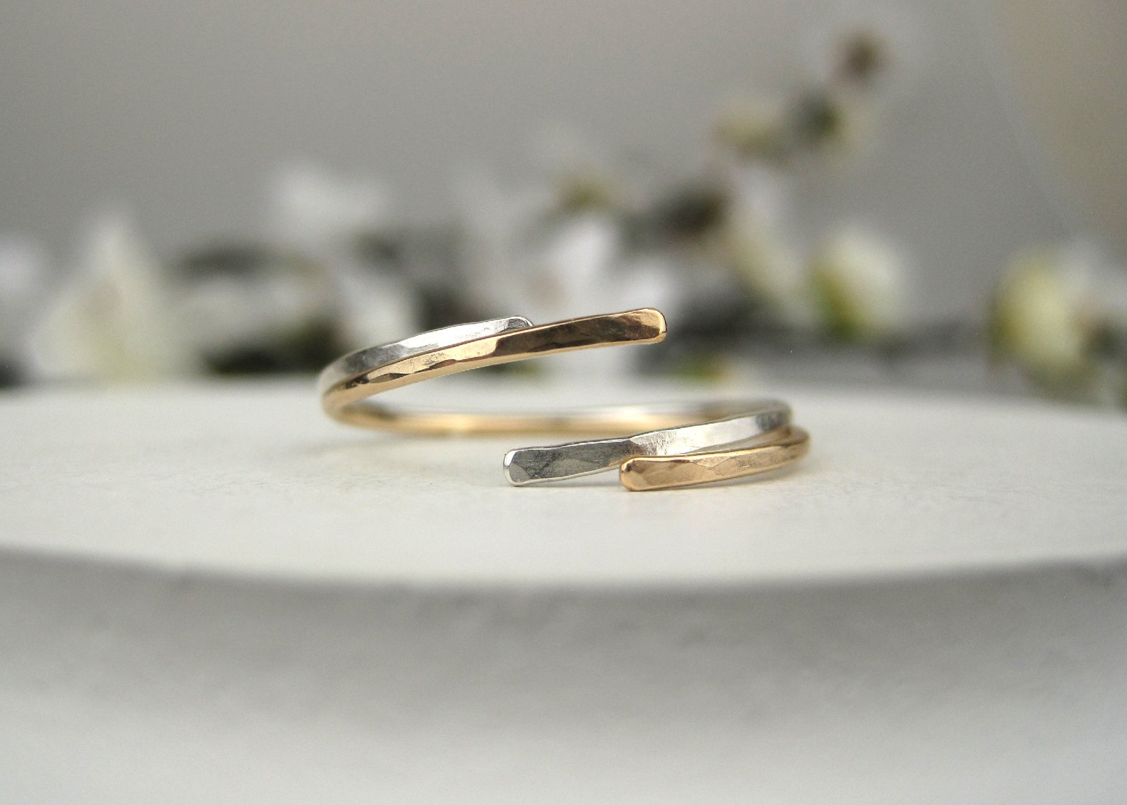 Hammered Open Rings Minimalist Spiral Ring Open Cuff - Etsy