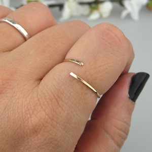 Hammered Gold Open Ring | 14k Gold Filled Adjustable Ring | Minimalist ...