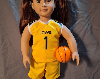 18 Inch Doll Caitlin Clark 22 Black & Gold U of I Iowa Hawkeye Dress ...