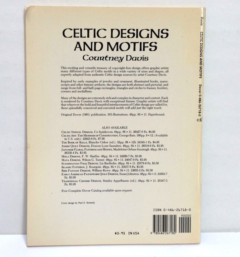 Celtic Designs and Motifs Dover Design Library Davis, Courtney 1991 - Etsy