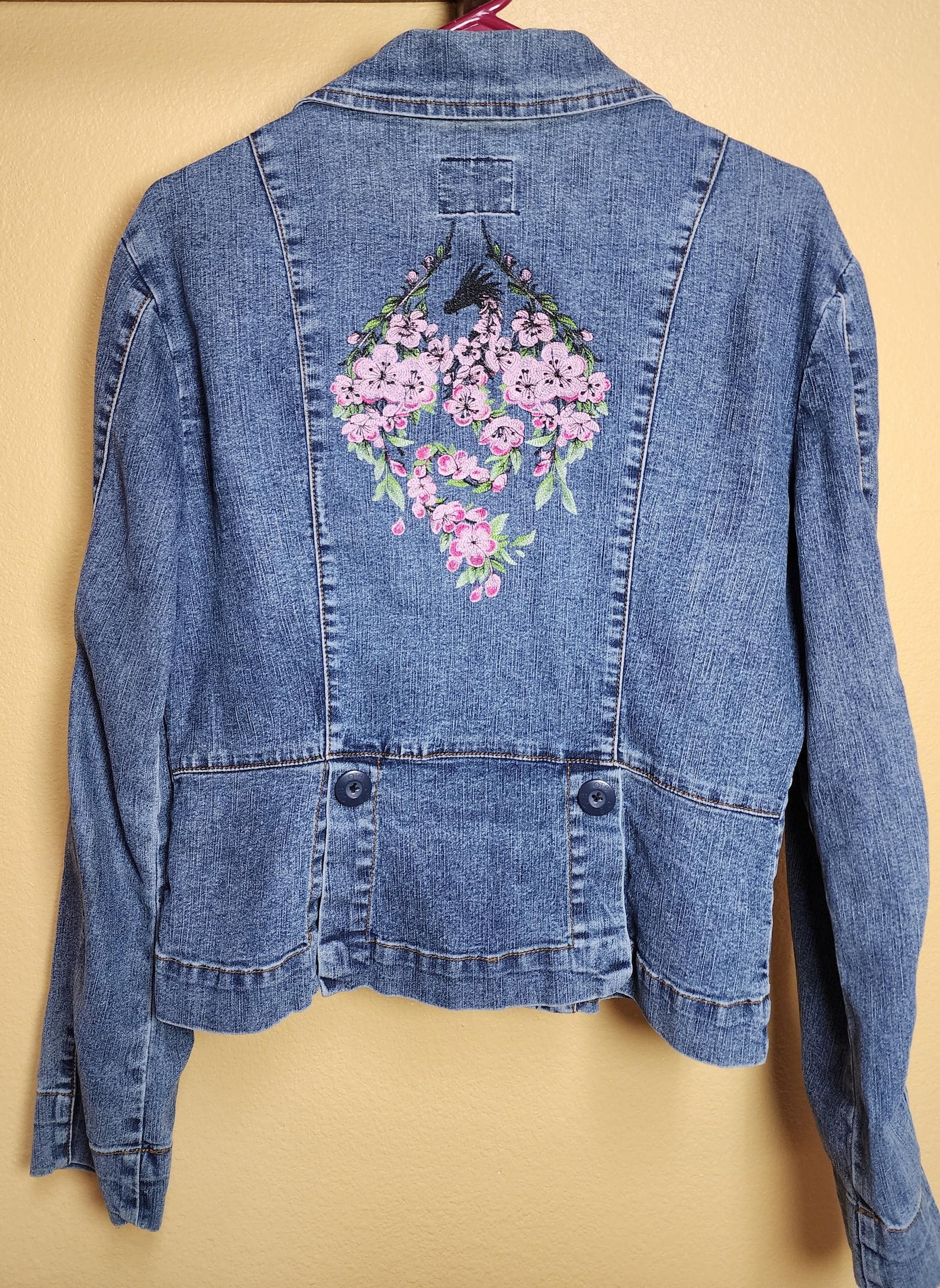 Embroidered Jacket With Cherry Blossom Dragon Design. Brand OTB Size L ...