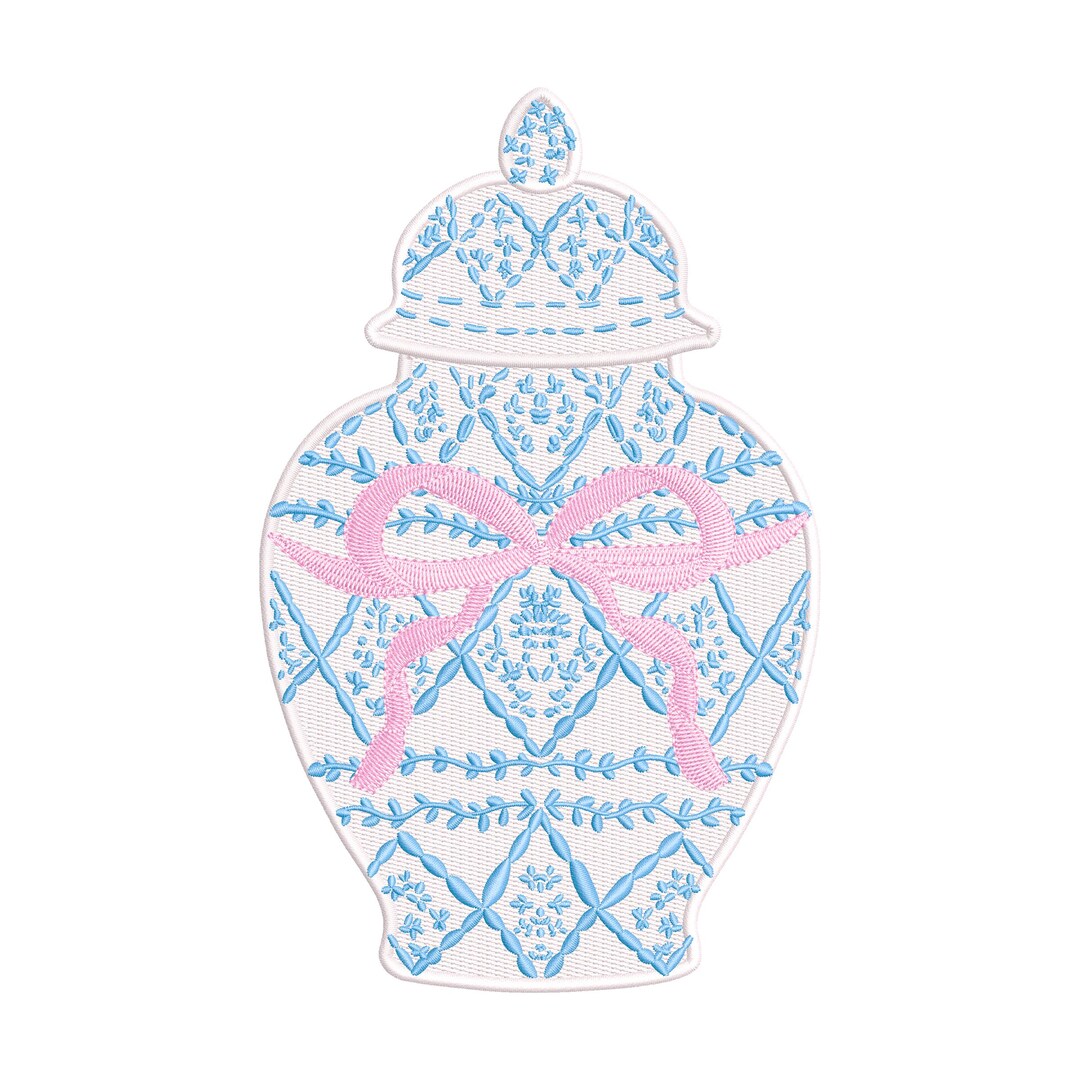 Preppy Ginger Jar Embroidery Design, Chinoiserie Digital Embroidery ...