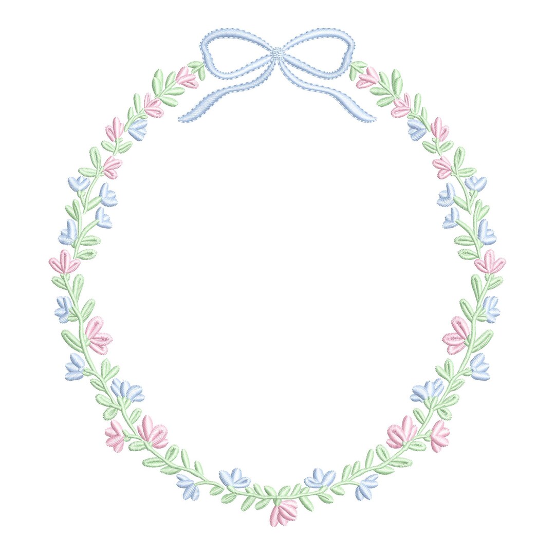 Preppy Crest Wreath Grandmillennial Embroidery Design, Digital ...