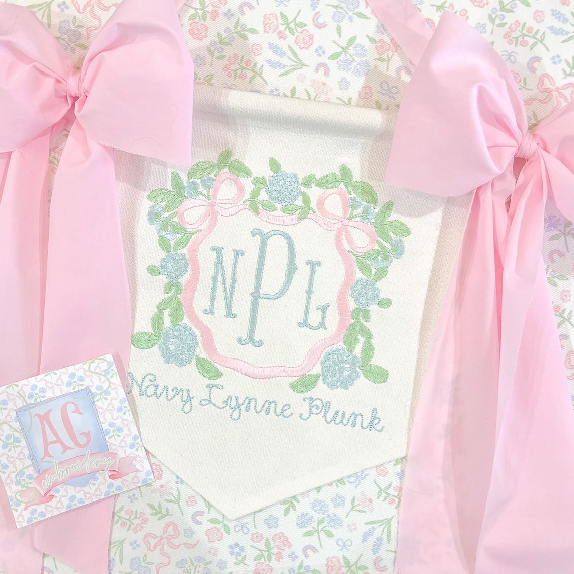 Preppy Crest Grandmillennial Embroidery Design, Digital Embroidery ...