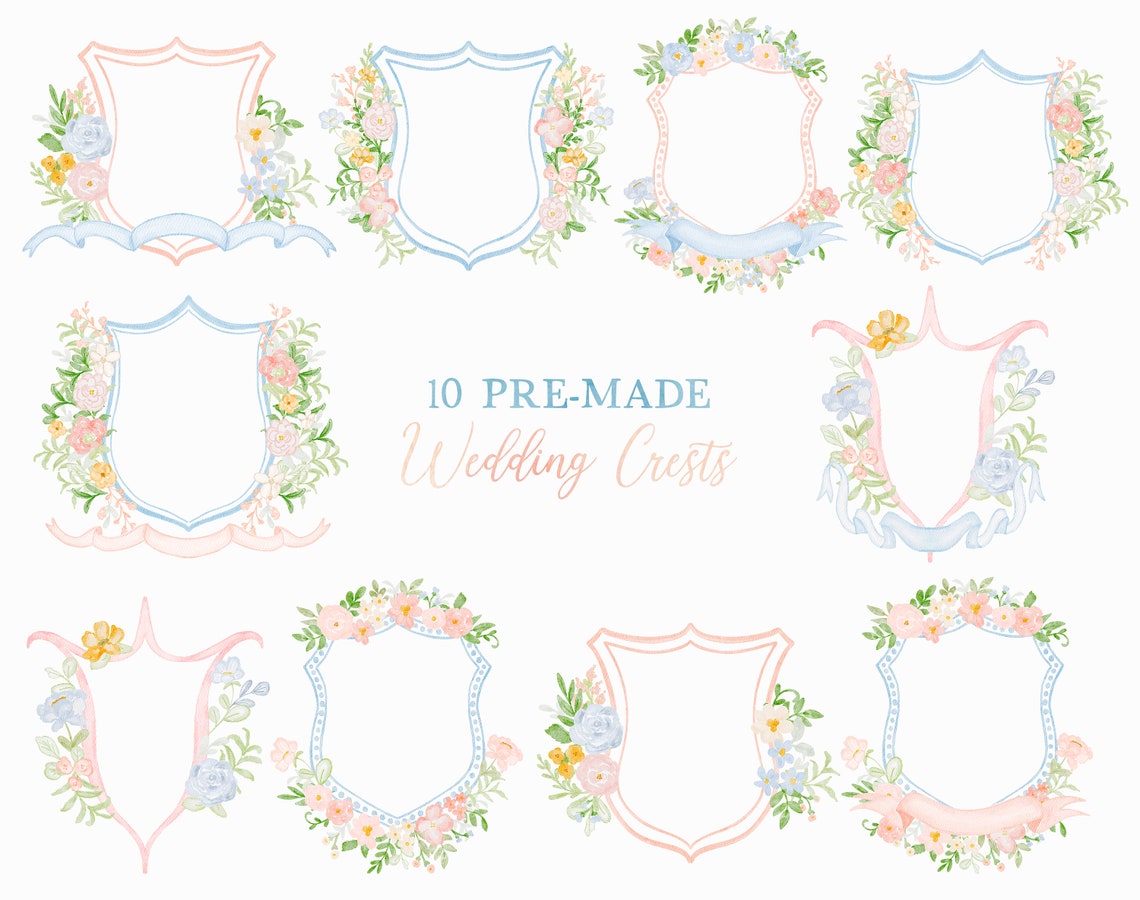 Wedding Crests Wedding Crest Watercolor Watercolor Flowers - Etsy