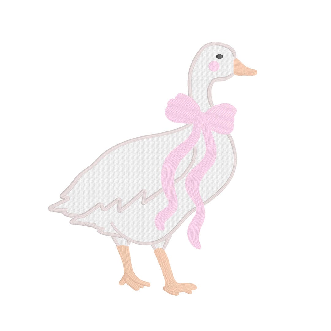 Preppy Silly Goose Embroidery Design, Goose With Bow, Digital ...