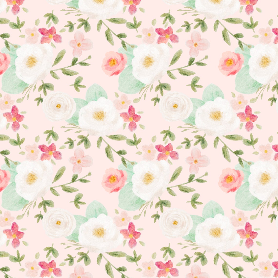 Floral Digital Paper Pink Flowers Paper Flowers Digital | Etsy