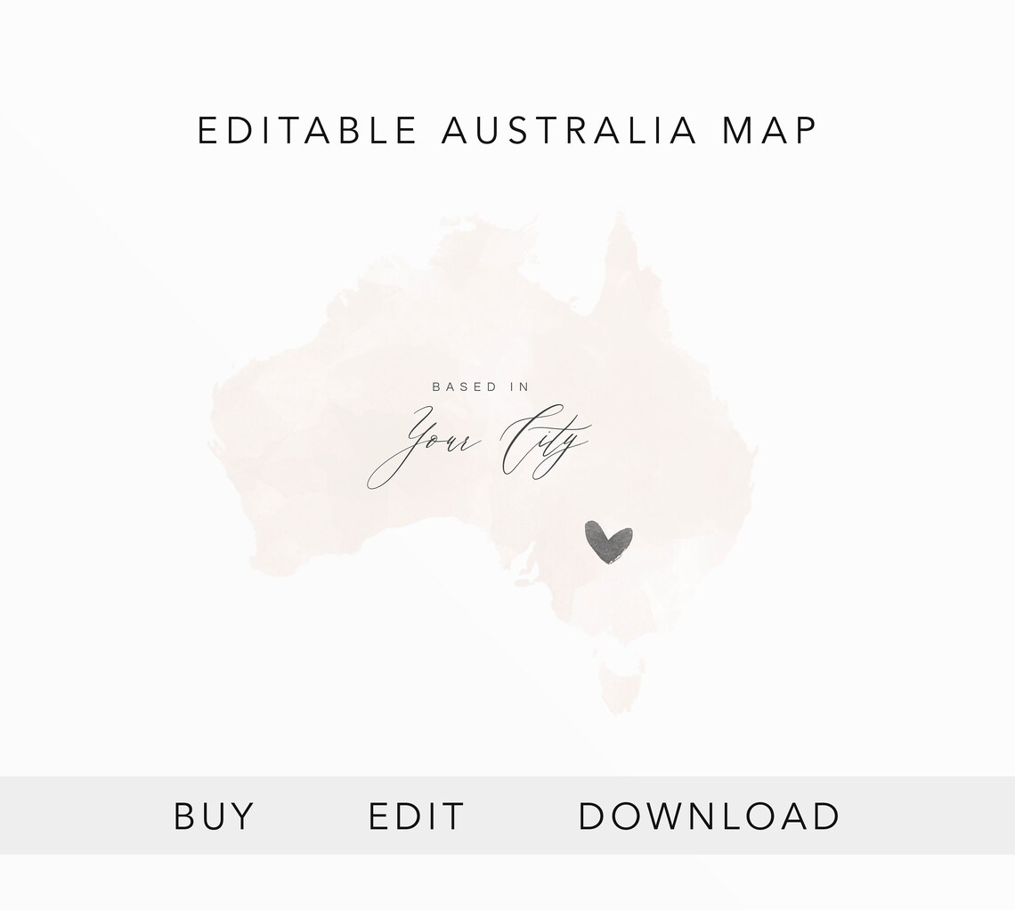 Editable Australia Map Watercolor Map for Website Website | Etsy