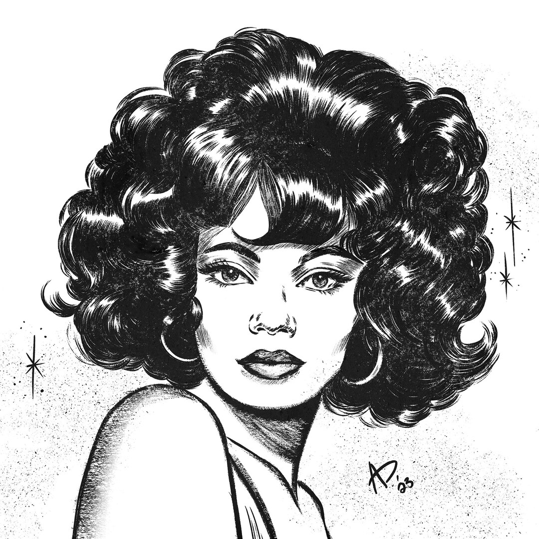 Retro Illustration Print, 50s Artwork, Vintage Digital Art, Pen and Ink ...