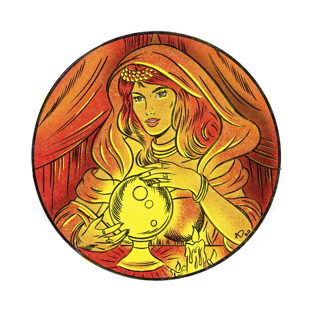 Fortune Teller Decor, Fortune Teller Art, Halloween Print, Comic Art ...