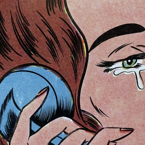 Crying Comic Girl, Retro Art Print, Retro Art Decor, Vintage Comic Art ...
