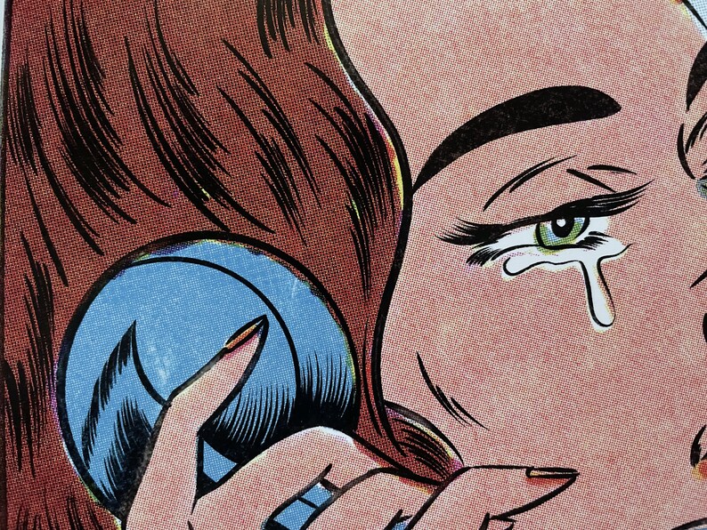 Crying Comic Girl, Retro Art Print, Retro Art Decor, Vintage Comic Art ...